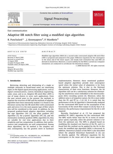 pdf adaptive iir notch filter using a modified sign algorithm dokumen tips