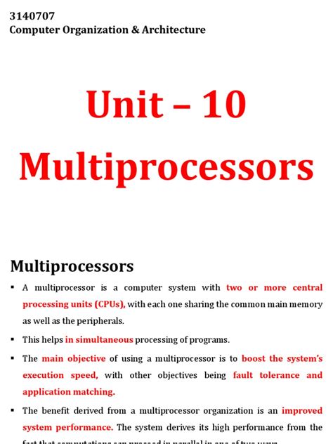 coa unit 10 pdf parallel computing central processing unit