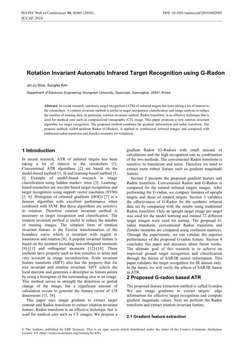 pdf rotation invariant automatic infrared target recognition using g radon