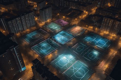 夜晚灯光下的篮球场高清图片下载 正版图片600016264 摄图网
