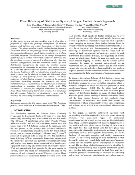 phase balancing of distribution systems using a heuristic search