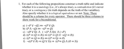 solved for each of the following propositions construct a