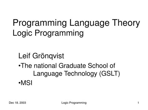ppt programming language theory logic programming powerpoint presentation id 7029906