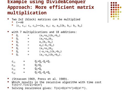 ppt example using divideandconquer approach more efficient matrix multiplication two 2x2 block