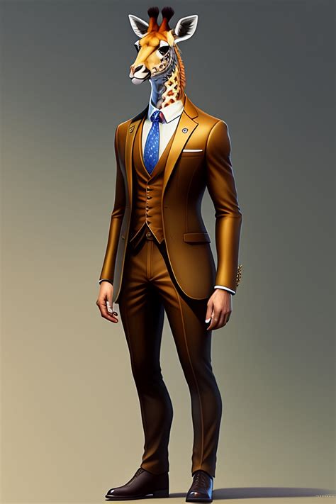 Lexica Anthro Furry Humanoid Giraffe Three Piece Suit Checking Watchcharacter Concept