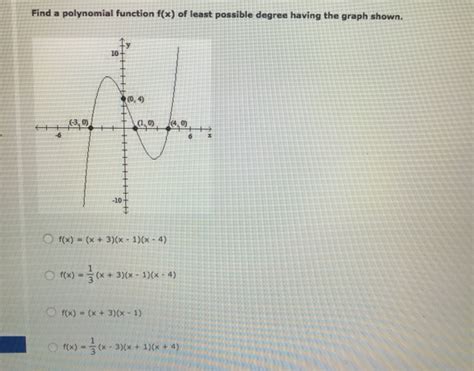 solved find a polynomial function f x of least possible