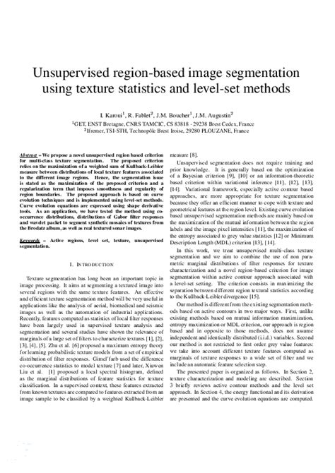 pdf unsupervised region based image segmentation using texture statistics and level set