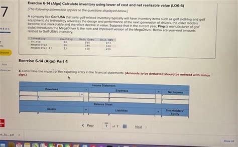 Solved Exercise 6 14 Algo Calculate Inventory Using Lower Chegg