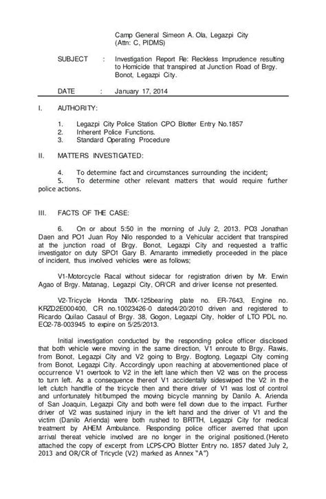 Sample Fire Investigation Report Template 3