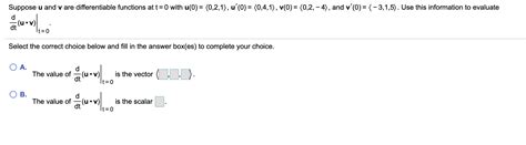 solved suppose u and v are differentiable functions at t 0