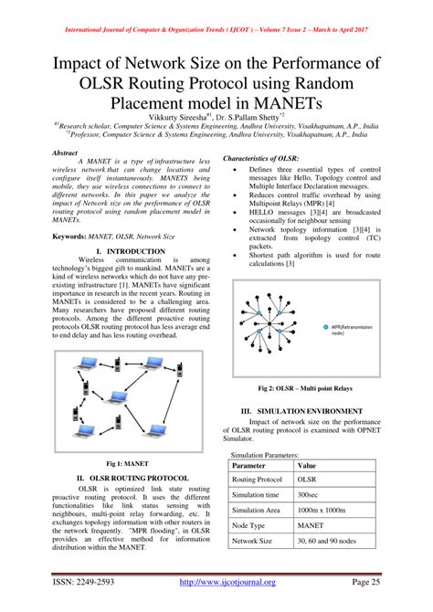 pdf impact of network size on the performance of olsr routing protocol using random placement