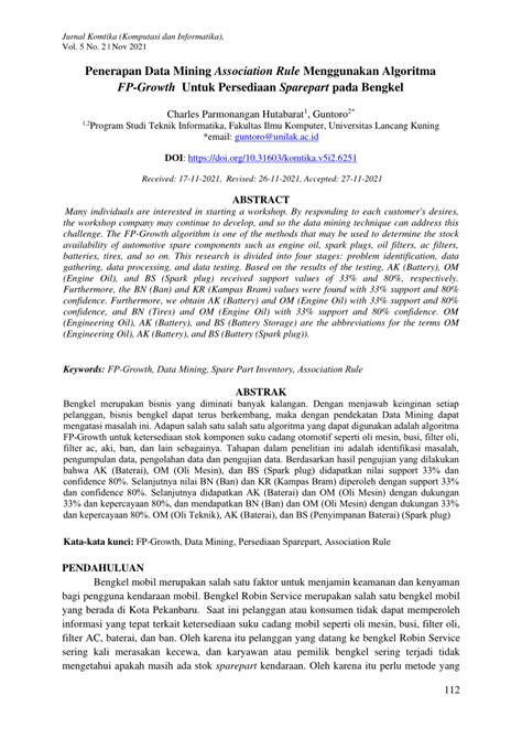 pdf penerapan data mining association rule menggunakan algoritma fp growth untuk persediaan