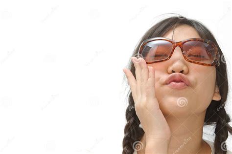 Young Asian Girl Giving An Air Kiss Stock Image Image Of Adorable Giving 40735323