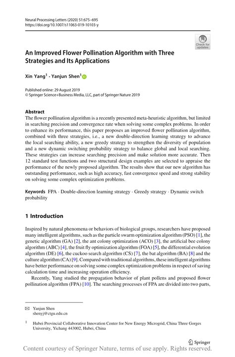 an improved flower pollination algorithm with three strategies and its applications