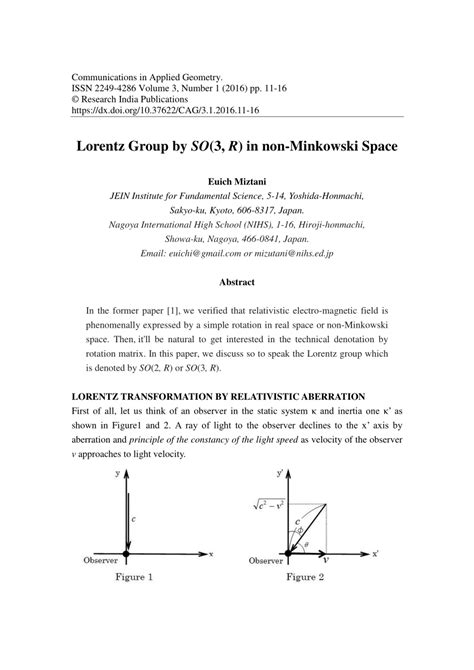 pdf lorentz group by so 3 r in non minkowski space trilogy of geometric special