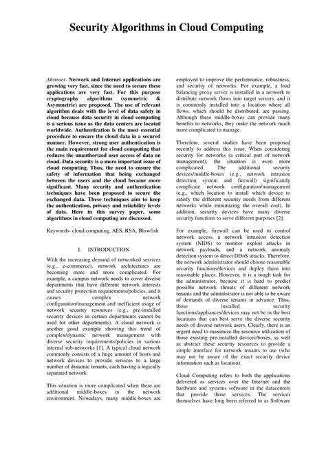 pdf security algorithms in cloud computing review paper