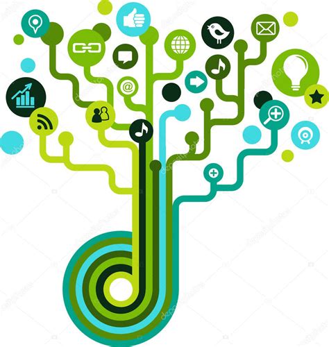 Social Network Tree With Media Icons Stock Vector Marish 5718618