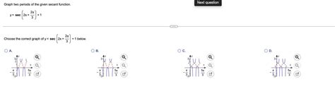 solved graph two periods of the given secant function y