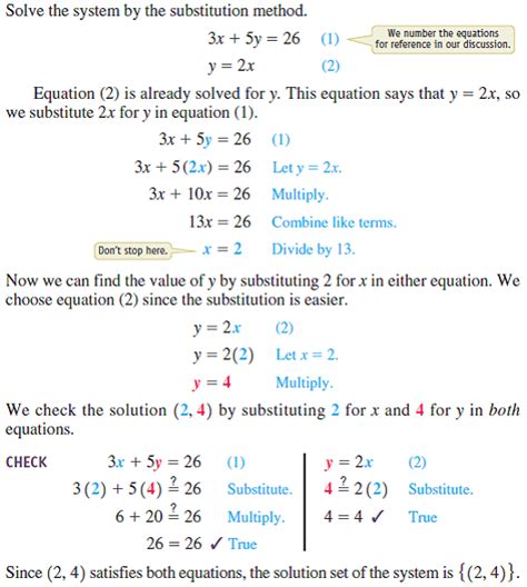 solved solve each system by the substitution method check eac