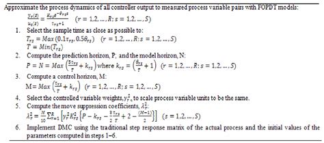 table 1 from application of model predictive control mpc tuning strategy in multivariable