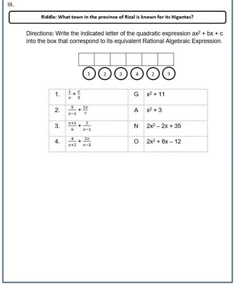 solve the following then write the indicated letter of the quadratic expression ax² bx c