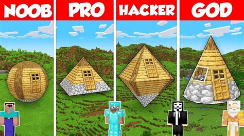 GEOMETRIC BASE HOUSE BUILD CHALLENGE Minecraft Battle NOOB Vs PRO Vs