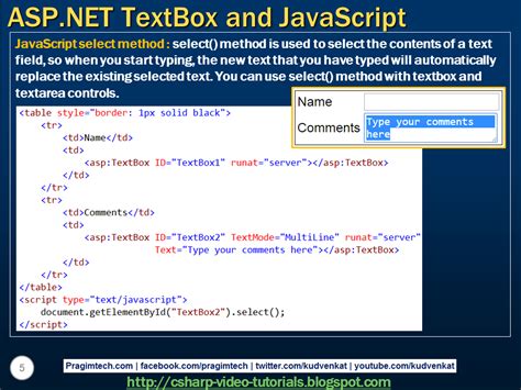 Sql Server Net And C Video Tutorial ASP NET TextBox And JavaScript