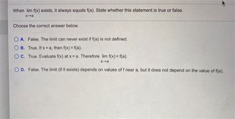 solved when lim f x exists it always equals f a state