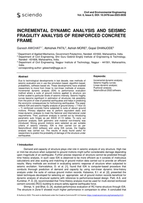 pdf incremental dynamic analysis and seismic fragility analysis of reinforced concrete frame
