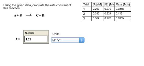 solved using the given data calculate the rate constant of