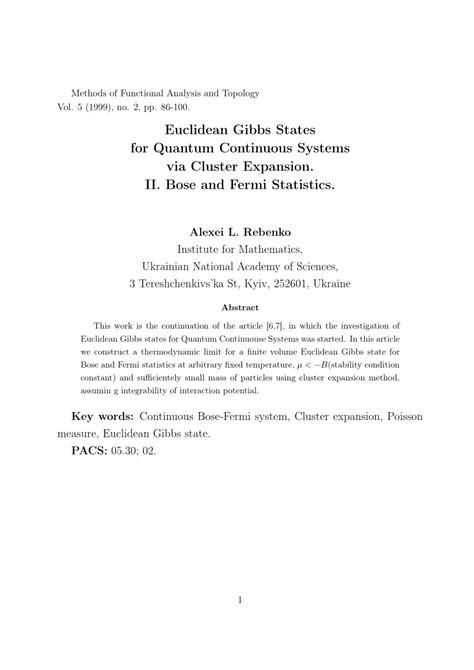 pdf euclidean gibbs states for quantum continuous systems with boltzmann statistics via