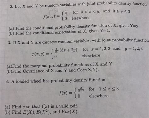 2 let x and y be random variables with joint