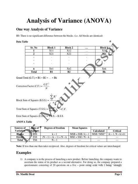 anova pdf analysis of variance errors and residuals
