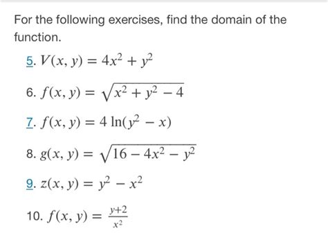 solved for the following exercises find the domain of the