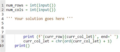 solved python given num rows and num cols output the label