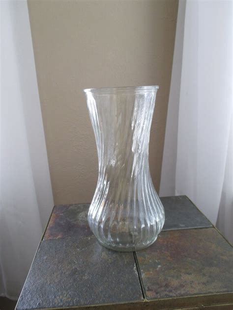 Clear Swirled Ribbed Glass Vase