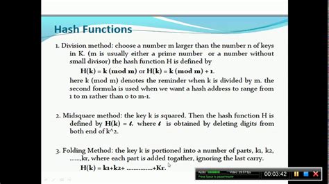 hashing functions youtube