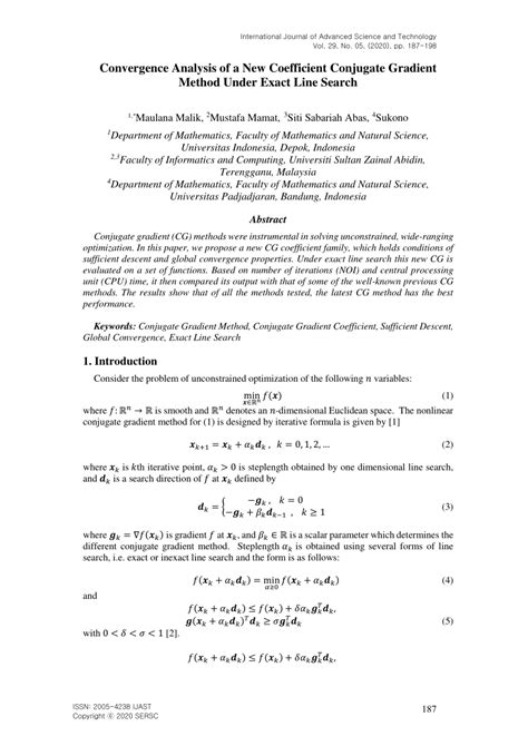 pdf convergence analysis of a new coefficient conjugate gradient method under exact line search