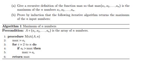 a give a recursive definition of the function max