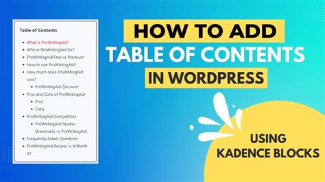 How To Create Table Of Contents Automatically In WordPress Using