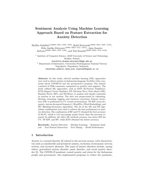 pdf sentiment analysis using machine learning approach based on feature extraction for anxiety