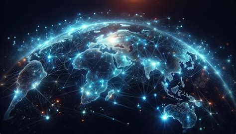 Premium AI Image Global Network Connections With Digital World Map