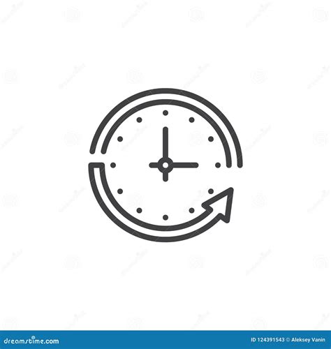 Clock And Circular Arrow Outline Icon Stock Vector Illustration Of