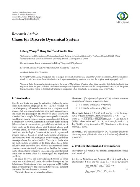 pdf chaos for discrete dynamical system