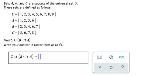 solved sets a b and c are subsets of the universal set u