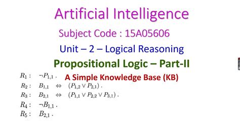simple knowledge base propositional logic artificial intelligence unit 2 logical reasoning