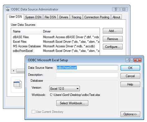 windows using excel as an odbc database stack overflow