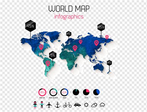 Peta Dunia Infografis Peta Dunia Bermacam Macam Globe Teks Png