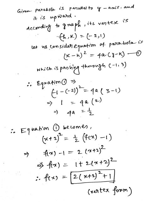 [solved] determine the equation of the parabola graphed below enter your course hero