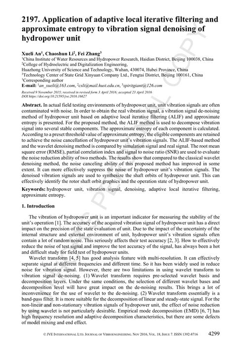 pdf application of adaptive local iterative filtering and approximate entropy to vibration